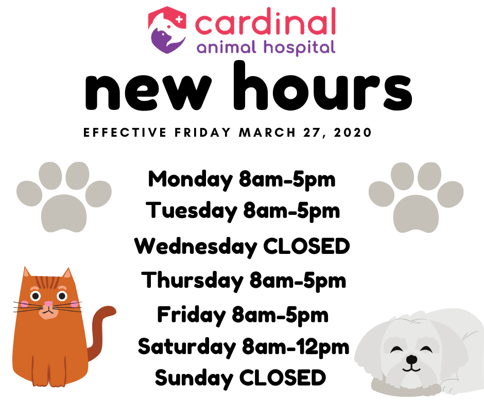Temporary Office Hours and More - Cardinal Animal Hospital