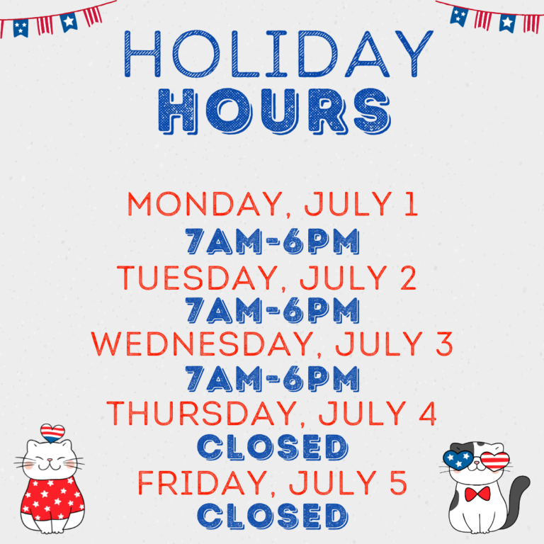 July 4th Holiday Hours 2024 - Cardinal Animal Hospital